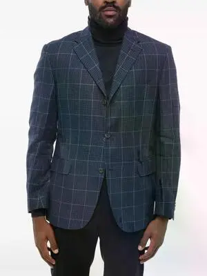 Corneliani Checked-pattern Button-fastening Blazer - Blue