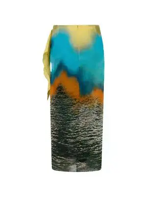 Silvia Tcherassi Viveka Knotted Printed Midi Skirt