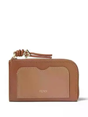 Fendi Ff Diamonds Logo-print Leather Coin Purse - Brown