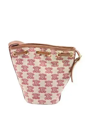 Celine Micro Triomphe Embroidered Canvas Drawstring Bucket Bag