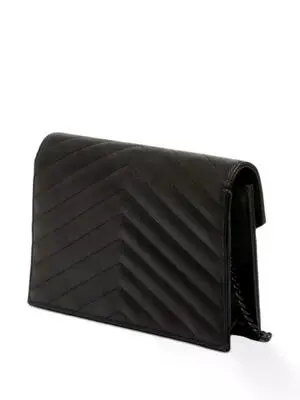 Saint Laurent Cassandre Envelope Chain Wallet Crossbody Bag - Black