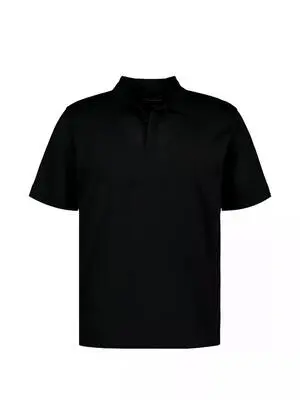 Emporio Armani Logo-embroidered Wool Polo Shirt - Black