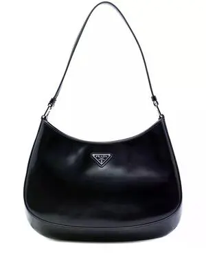 Prada Spazzolato Leather Cleo Shoulder Bag - Black