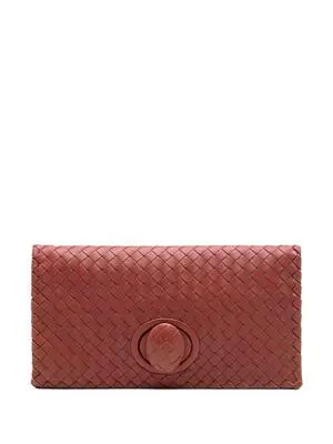 Bottega Veneta Nappa Intrecciato Turn Lock Clutch Bag - Red