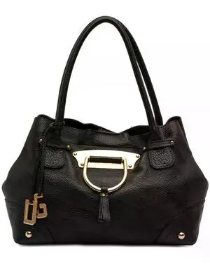 Dolce & Gabbana Pebbled Leather D-ring Tote Bag - Black