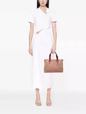 Fendi Zucchino Canvas Tote Bag - Red
