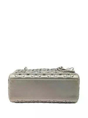Dior Mini Lady Satchel In Satin With Crystal Embellishments - Grey
