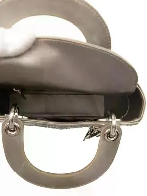 Dior Mini Lady Satchel In Satin With Crystal Embellishments - Grey