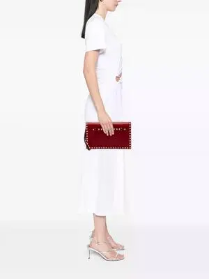 Valentino Garavani Nappa Rockstud Wristlet Clutch Bag - Red