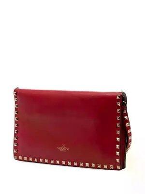 Valentino Garavani Nappa Rockstud Wristlet Clutch Bag - Red