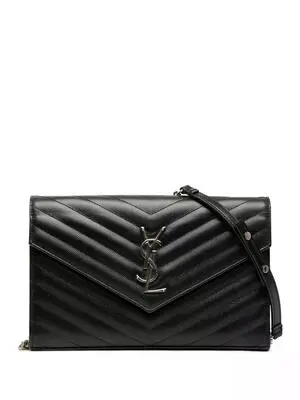 Saint Laurent Cassandre Chain Wallet Crossbody Bag - Black
