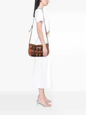 Burberry Mega Check Canvas And Leather Belted Crossbody Bag
