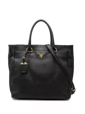 Prada Vitello Daino Convertible Tote Satchel - Black