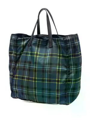 Prada Tessuto Stampato Plaid Tote Bag