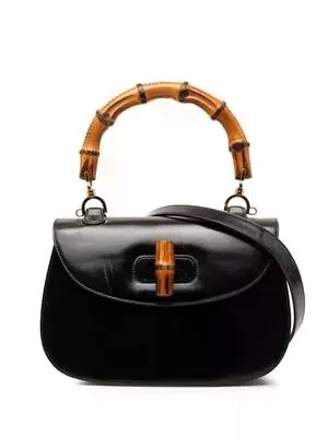 Gucci Calfskin Bamboo Night Satchel - Black
