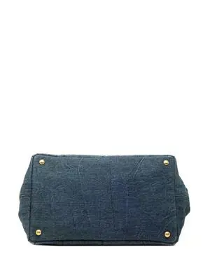 Prada Large Denim Canapa Logo Satchel