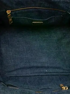 Prada Large Denim Canapa Logo Satchel