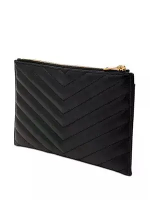 Saint Laurent Grain De Poudre Chevron Monogram Bill Pouch Clutch Bag