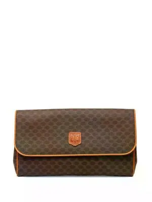 Celine Macadam Coated Canvas Clutch Bag - Brown