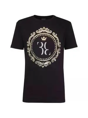 BILLIONAIRE Baroque-print Round-neck T-shirt - Black