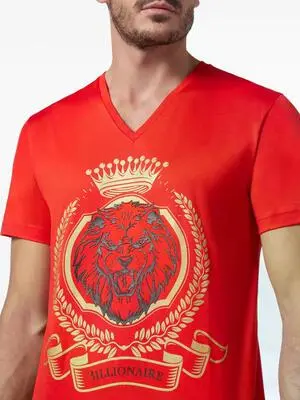 BILLIONAIRE Lion-print V-neck T-shirt