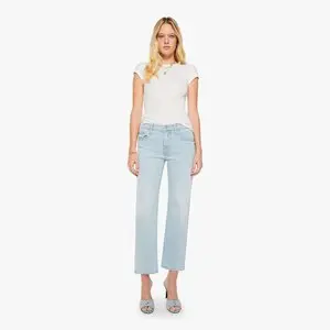 MOTHER Mid Rise Rambler Zip Ankle Jeans - Light Blue