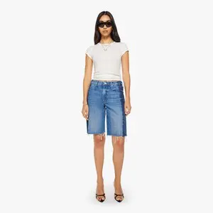 MOTHER MOTHER Mid Rise Maven Bermuda Fray Jeans Blue