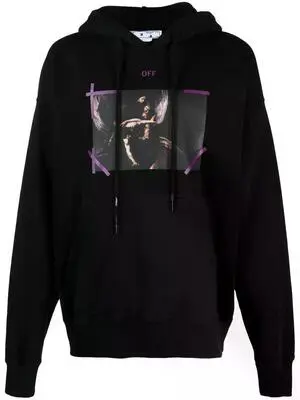 Off-White Graphic Print Drawstring Hoodie
