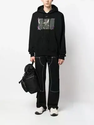 Off-White Graphic Print Drawstring Hoodie