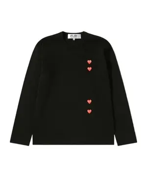 Play Comme Des Garcon Heart-print Long Sleeve Cotton T-shirt