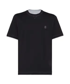 Brunello Cucinelli Logo Embroidered Layered T-shirt