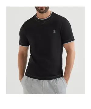 Brunello Cucinelli Logo Embroidered Layered T-shirt