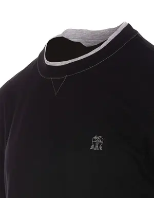 Brunello Cucinelli Logo Embroidered Layered T-shirt