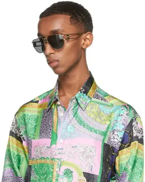 Versace Gold Tone Pilot Sunglasses