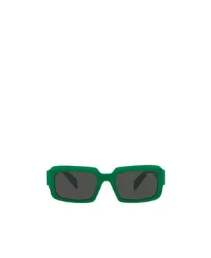 Prada Rectangular Frame Sunglasses With Logo Detail - Green