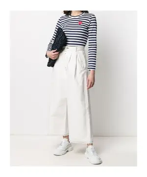Comme Des Garçons Striped Long Sleeve T-shirt With Heart Applique