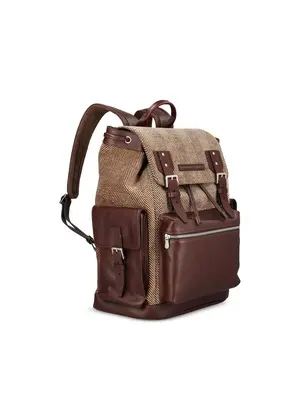 Brunello Cucinelli Leather Trimmed Backpack
