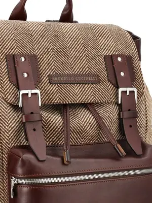 Brunello Cucinelli Leather Trimmed Backpack