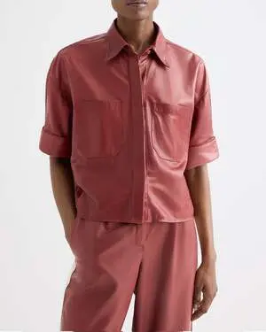 TWP Paper Leather Shirt - Karanda Red