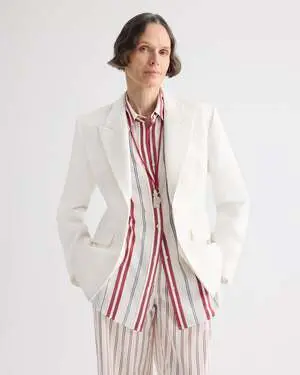 TWP Jasper Blazer In Chintzed Linen - Ivory