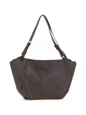 GIANNI CHIARINI Bloom Ostrich-effect Leather Shoulder Bag - Brown