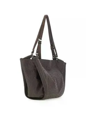 GIANNI CHIARINI Bloom Ostrich-effect Leather Shoulder Bag - Brown