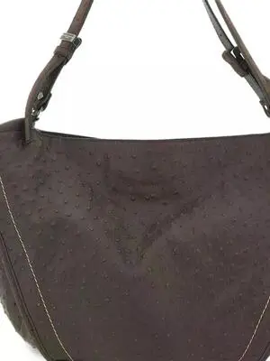 GIANNI CHIARINI Bloom Ostrich-effect Leather Shoulder Bag - Brown