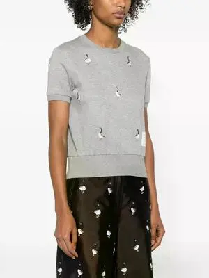 Thom Browne Embroidered Short-sleeve Sweater