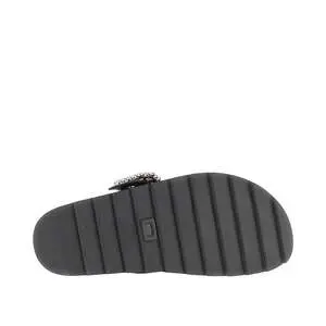 ROGER VIVIER Suede Leather Mules With Crystal Embellished Buckle - Black
