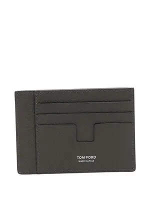 TOM FORD Portafoglio In Pelle Soft Grain "t Line Oversize Card Holder - Gray