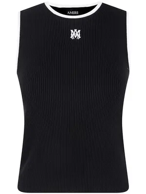 Amiri Ribbed Knit Tank Top - Black