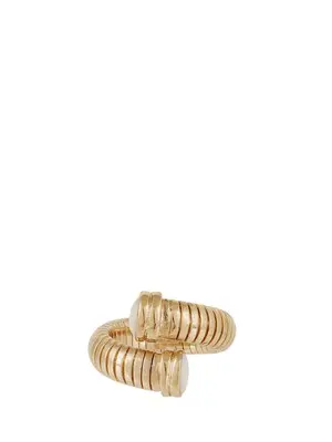 Gas Bijoux Anello Antigone Gold Plated Ring With White Stone - Metallic