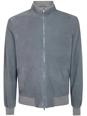 BARBA NAPOLI Fox" Leather Sport Jacket - Gray