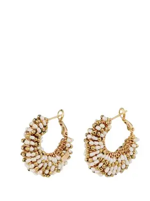 Gas Bijoux Gold-plated Hoop Earrings With Pearl And Gold Beads - Metallic